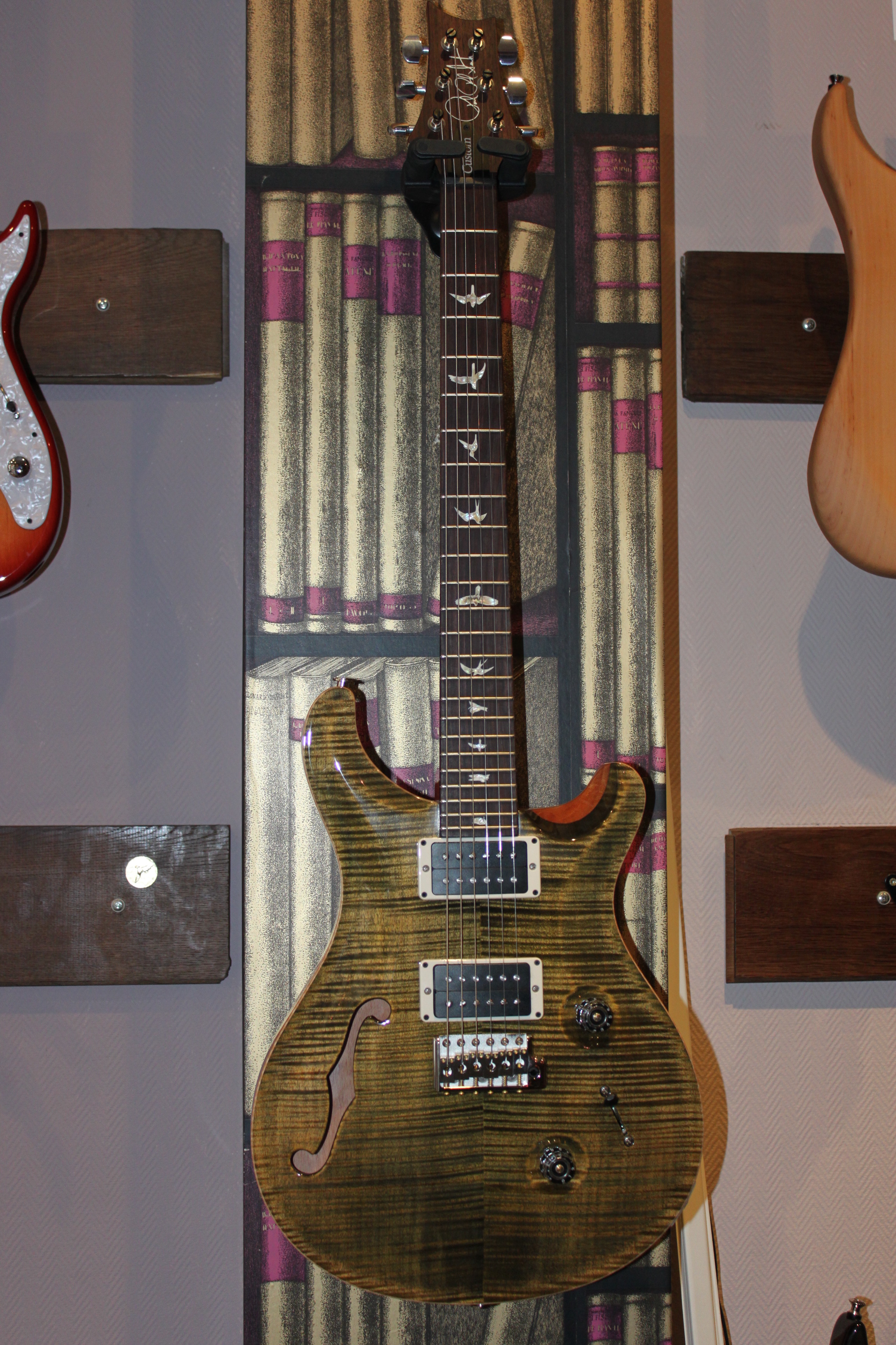 Guitares Electriques PRS Custom 24 Semi-Hollow Birds 10 Top Obsidian ...